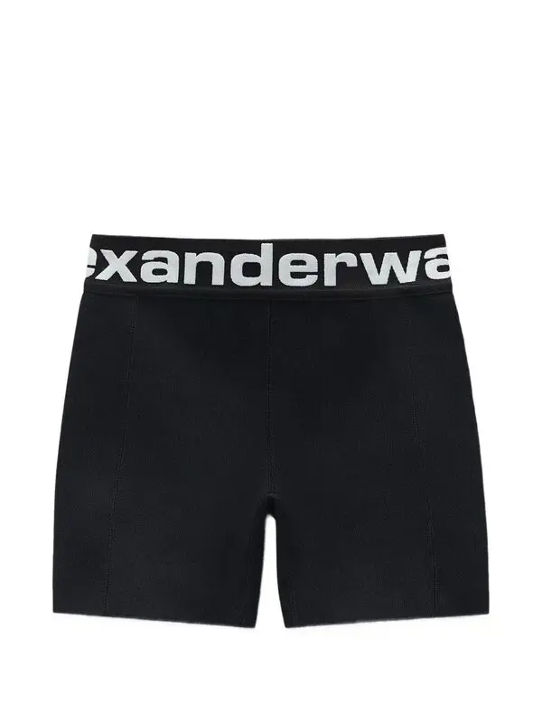 Alexander Wang Logo-waistband Ribbed Mini Shorts - Black