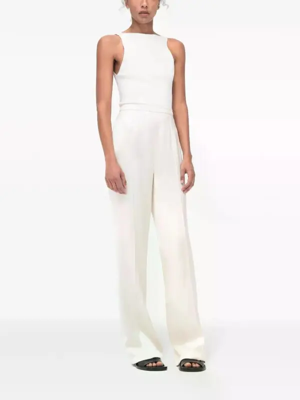 Another Tomorrow Pintuck Straight-leg Viscose Trousers