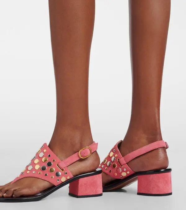 Valentino Garavani Studded Suede Thong Sandals