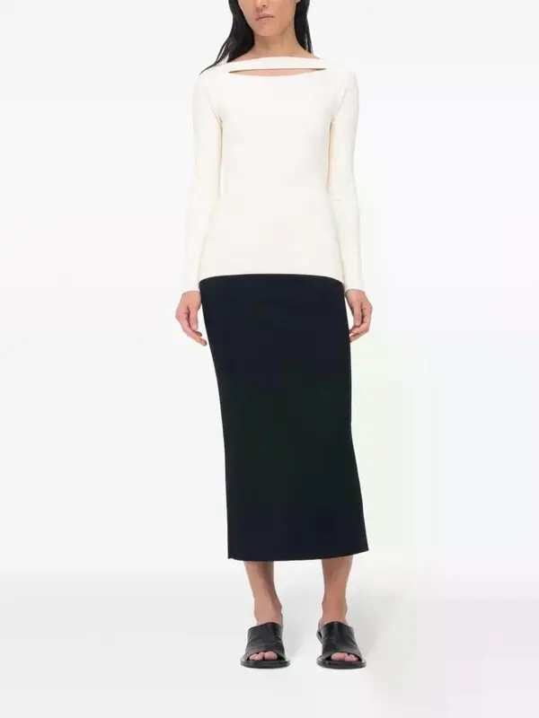 Another Tomorrow Cut-out Knitted Top