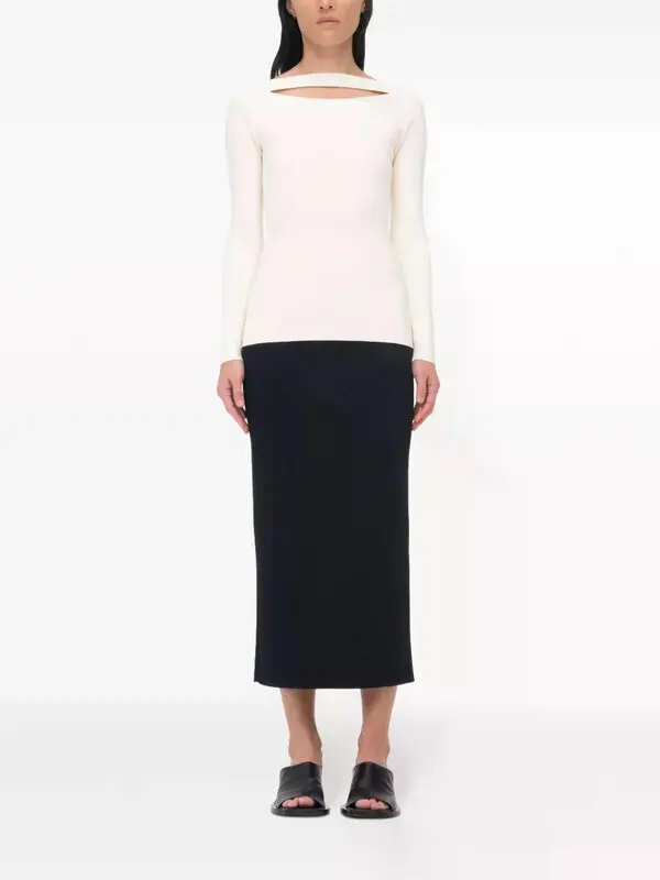 Another Tomorrow Cut-out Knitted Top