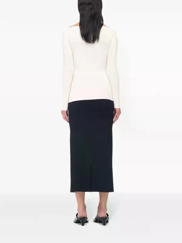 Another Tomorrow Cut-out Knitted Top