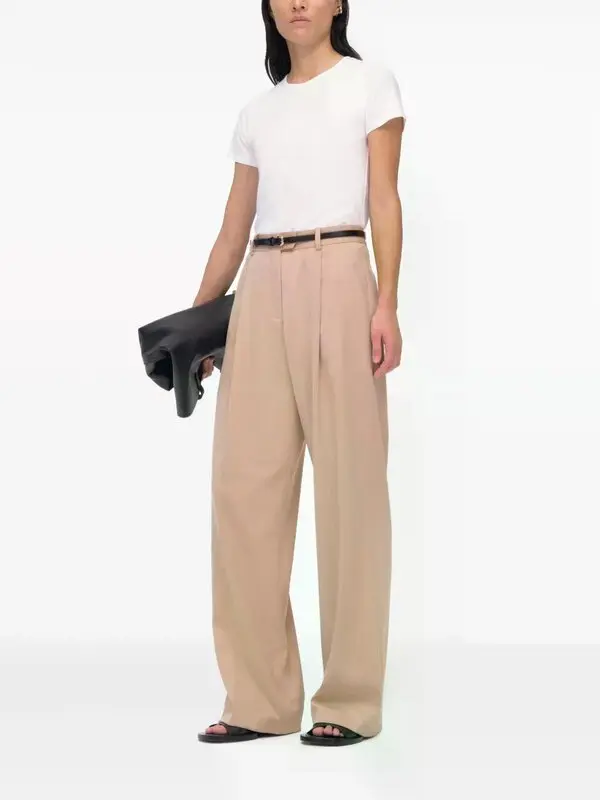 Another Tomorrow Pleated Merino Wool Trousers