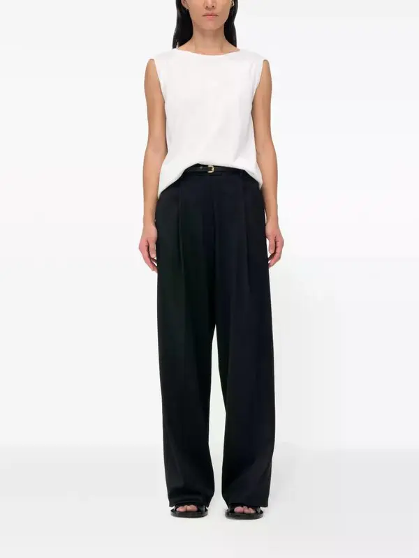 Another Tomorrow Relaxed Wide Leg Wool Pants