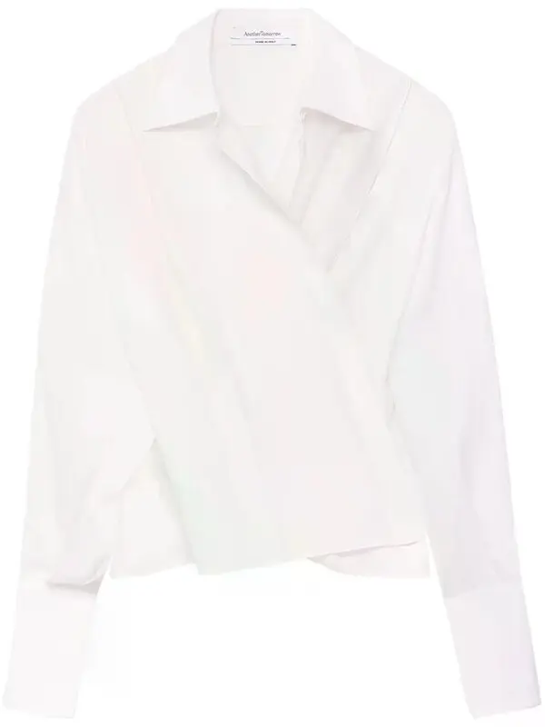 Another Tomorrow Asymmetric Pleated Silk Shirt