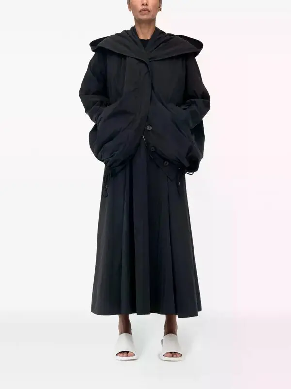 Another Tomorrow Water-repellent Hooded Cocoon Jacket