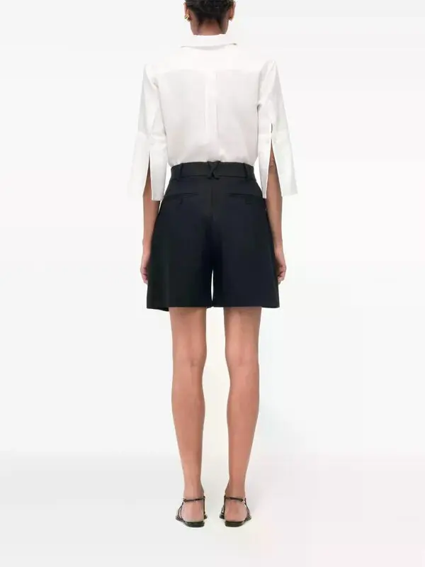 Another Tomorrow Linen Pleated Shorts