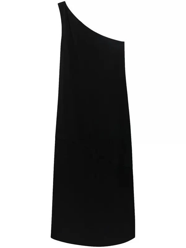 Another Tomorrow One-shoulder Midi Dress With Bubble Hem