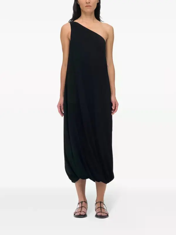 Another Tomorrow One-shoulder Midi Dress With Bubble Hem