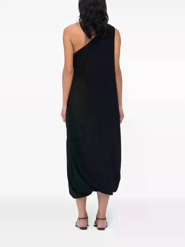 Another Tomorrow One-shoulder Midi Dress With Bubble Hem