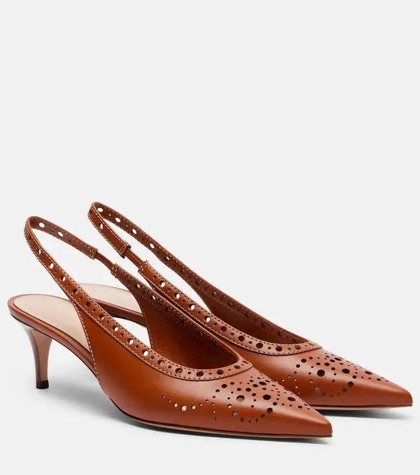 GIANVITO ROSSI Perforated Leather Slingback Pumps