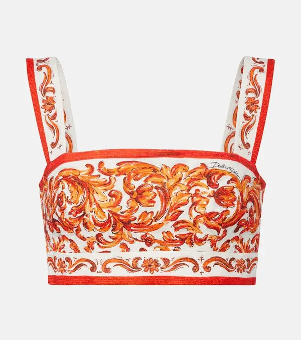 Dolce & Gabbana Majolica Print Cropped Top