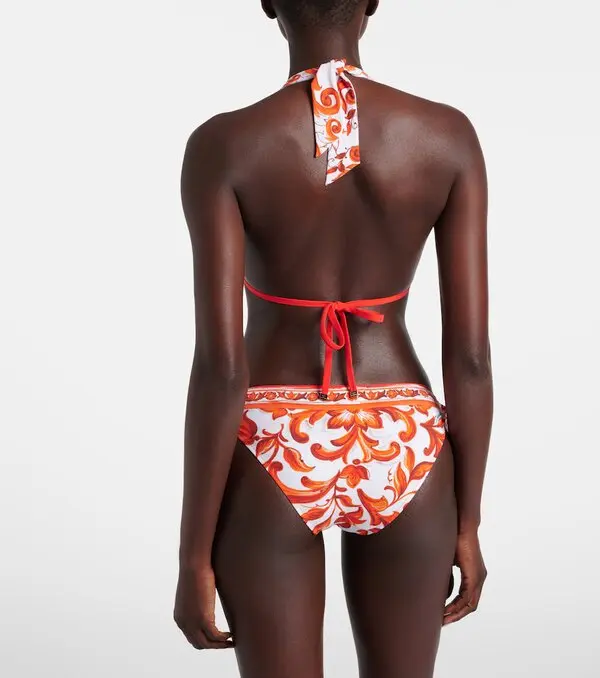 Dolce & Gabbana Majolica Print Triangle Bikini