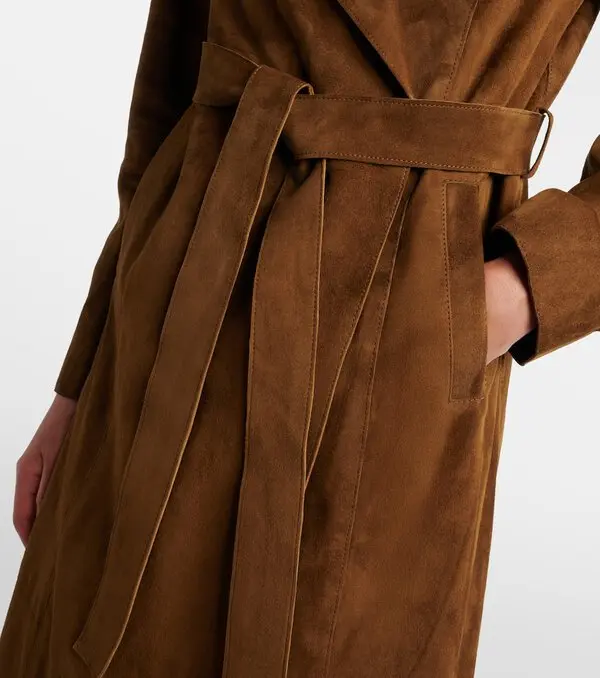 Nour Hammour Winona Belted Suede Wrap Coat
