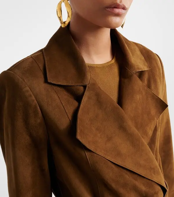 Nour Hammour Winona Belted Suede Wrap Coat