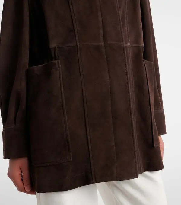 Nour Hammour Suede Jacket With Leather Trim - Brown