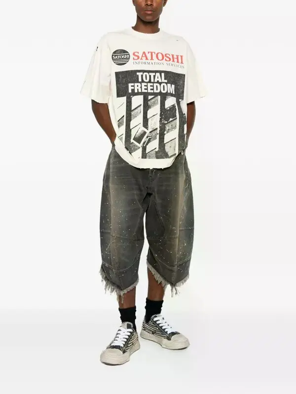 SATOSHI NAKAMOTO Graphic-print T-shirt - Neutrals