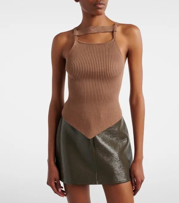 COURREGES Ribbed-knit Tank Top