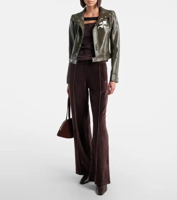 COURREGES Cotton-blend Velvet Sweatpants