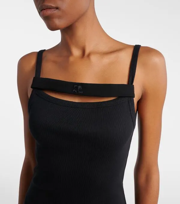 COURREGES Courrèges Ribbed-knit Cotton Jersey Midi Dress