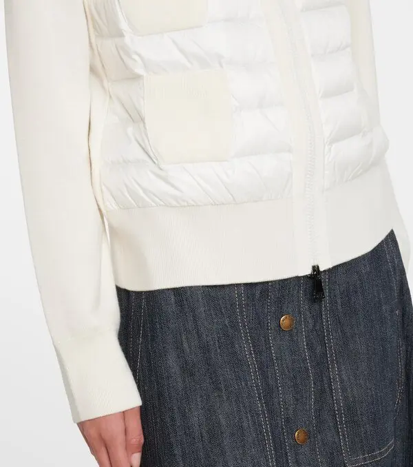 Moncler Tricot Down-paneled Virgin Wool Cardigan