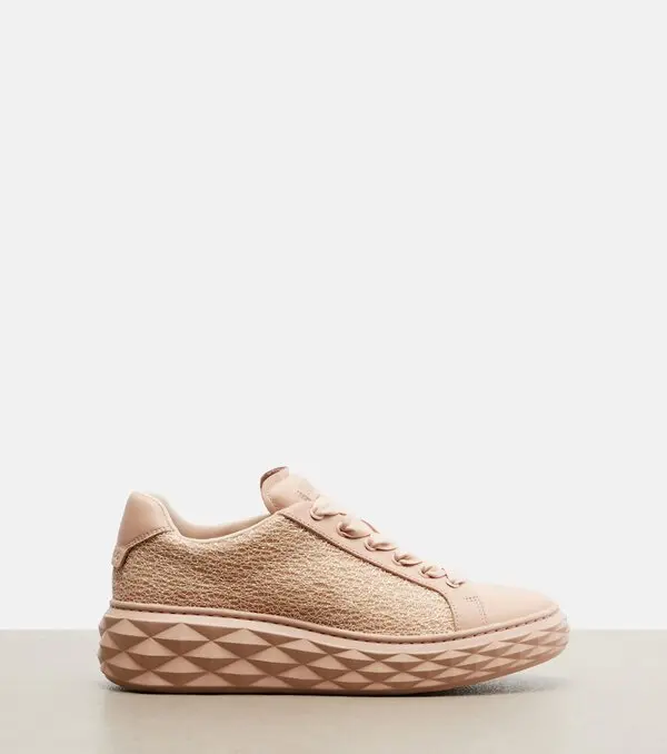 JIMMY CHOO Diamond Light Maxi Glitter Leather Sneakers - Pink