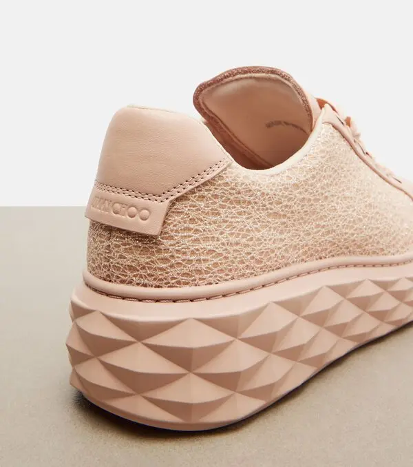 JIMMY CHOO Diamond Light Maxi Glitter Leather Sneakers - Pink