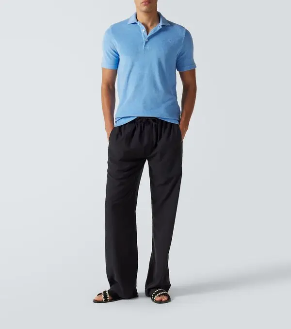 Fedeli Cotton Terry Polo Shirt - Blue