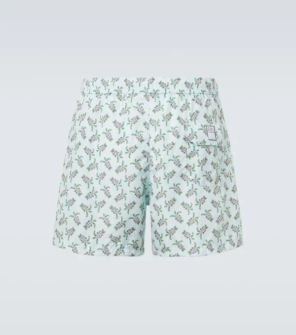 Fedeli Printed Swim Trunks - Green