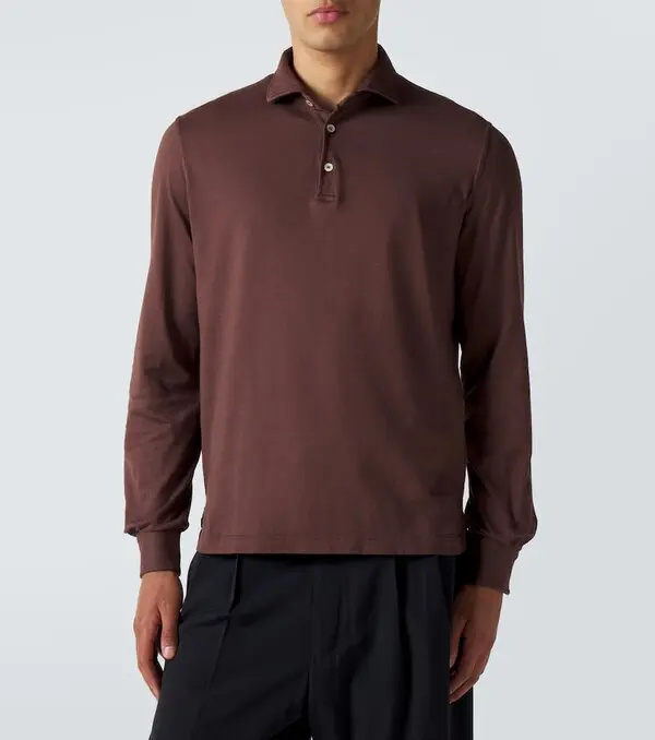 Fedeli Cotton Pique Polo Shirt - Brown
