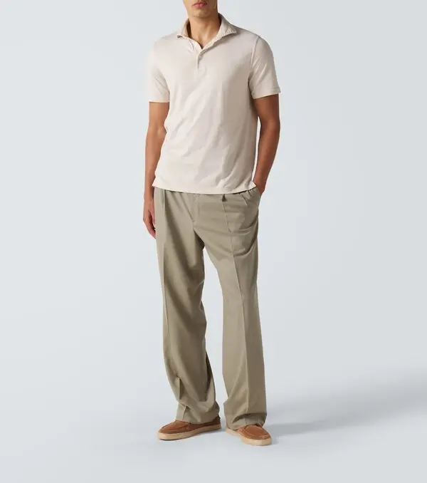 Fedeli Cotton Jersey Polo Shirt - Beige