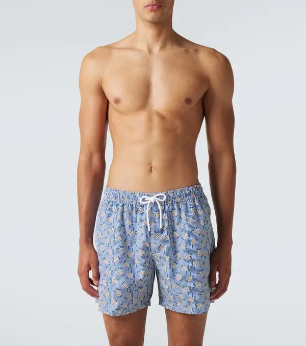 Fedeli Madeira Printed Swim Trunks - Blue