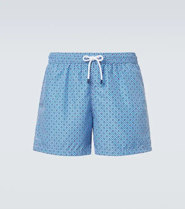 Fedeli Printed Swim Trunks - Blue