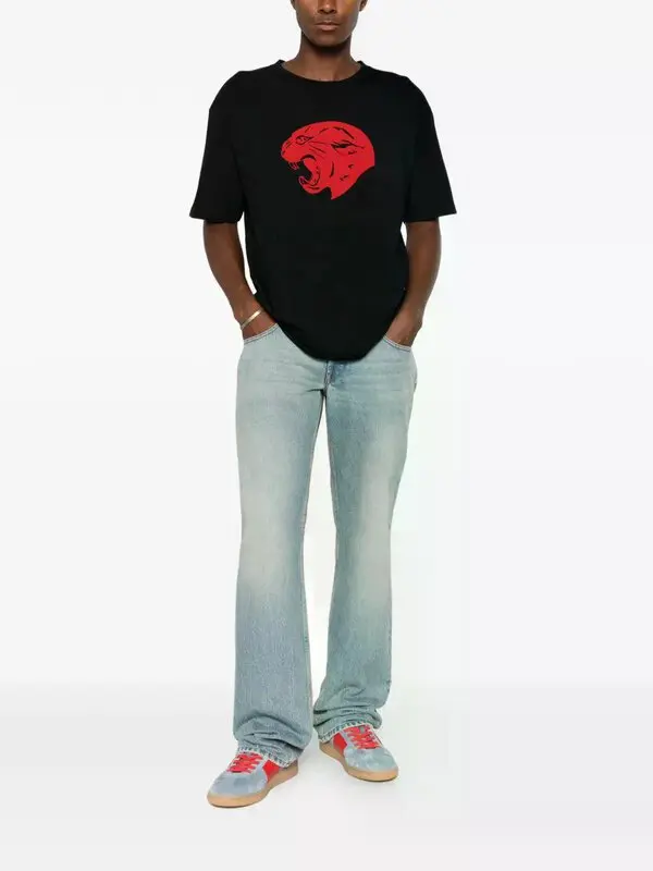 Valentino Garavani Panther-print Cotton T-shirt - Black
