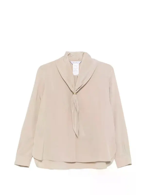 Max Mara Silk Blouse With Bow Detail - Neutrals