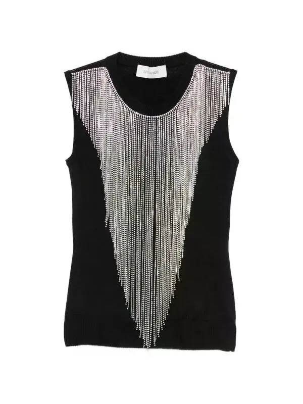 Sportmax Crine Crystal-fringe Sleeveless Top - Black