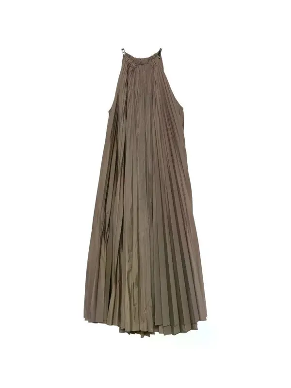 Max Mara Pleated Halterneck Midi Dress - Green