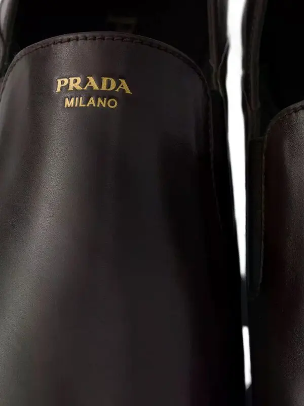 Prada Brushed Leather Loafers With Collapsible Heel