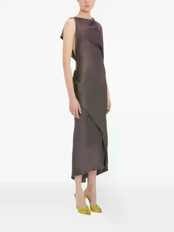 Victoria Beckham Kyra Asymmetric Midi Dress - Brown