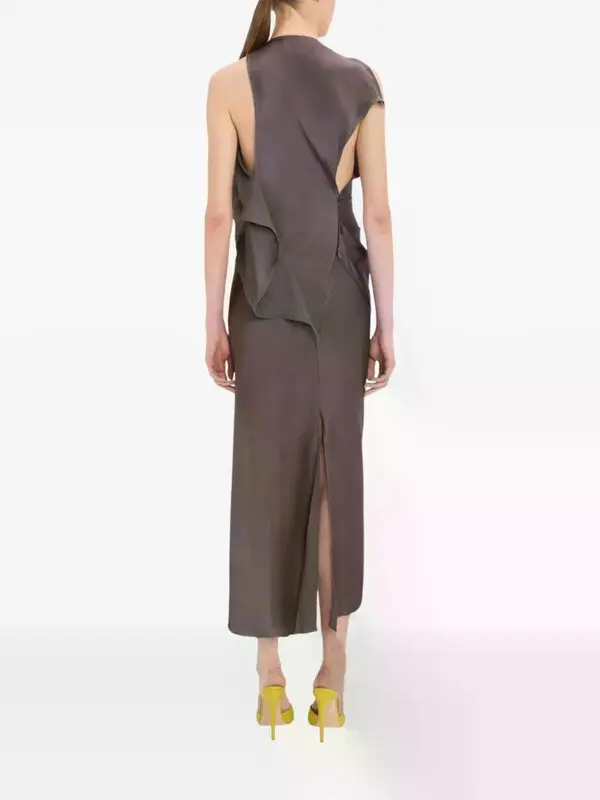Victoria Beckham Kyra Asymmetric Midi Dress - Brown