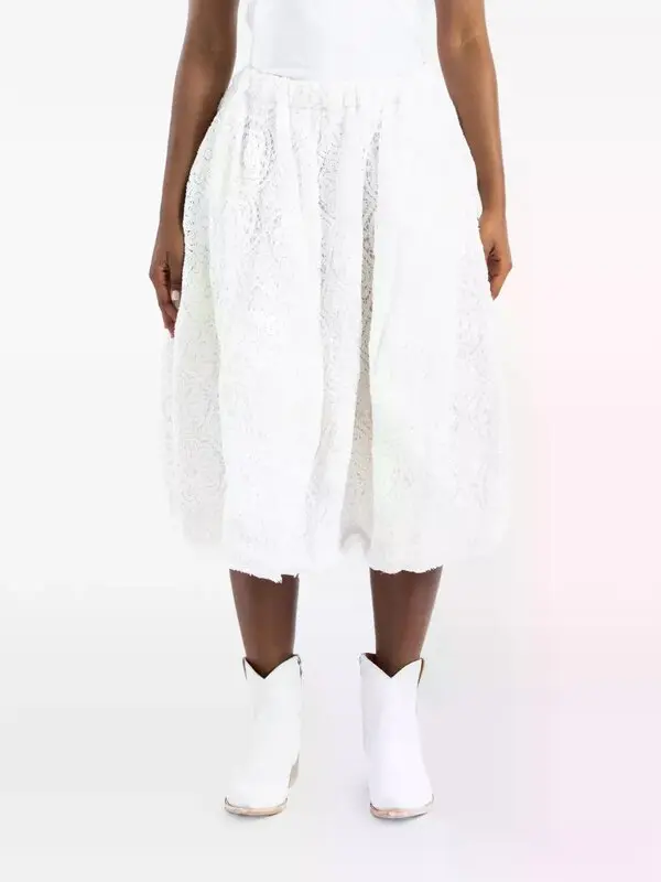 Comme Des Garçons Lace-overlay Raw-edge Skirt - White