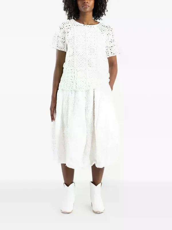Comme Des Garçons Lace-overlay Raw-edge Skirt