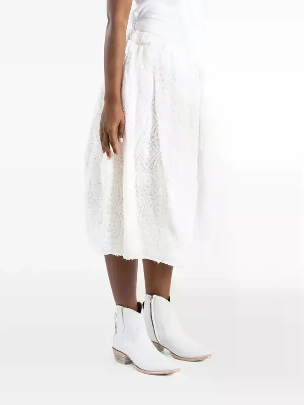 Comme Des Garçons Lace-overlay Raw-edge Skirt