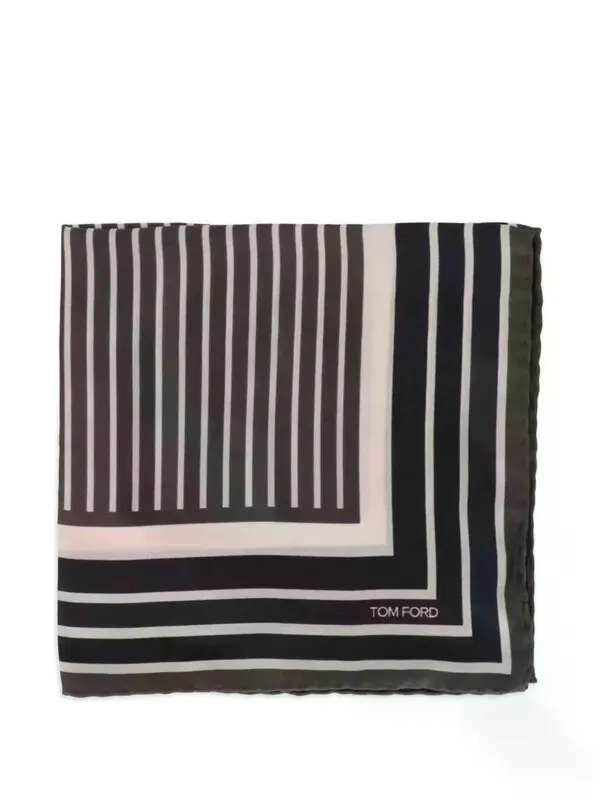TOM FORD Stripped Logo-print Pocket Square - Black