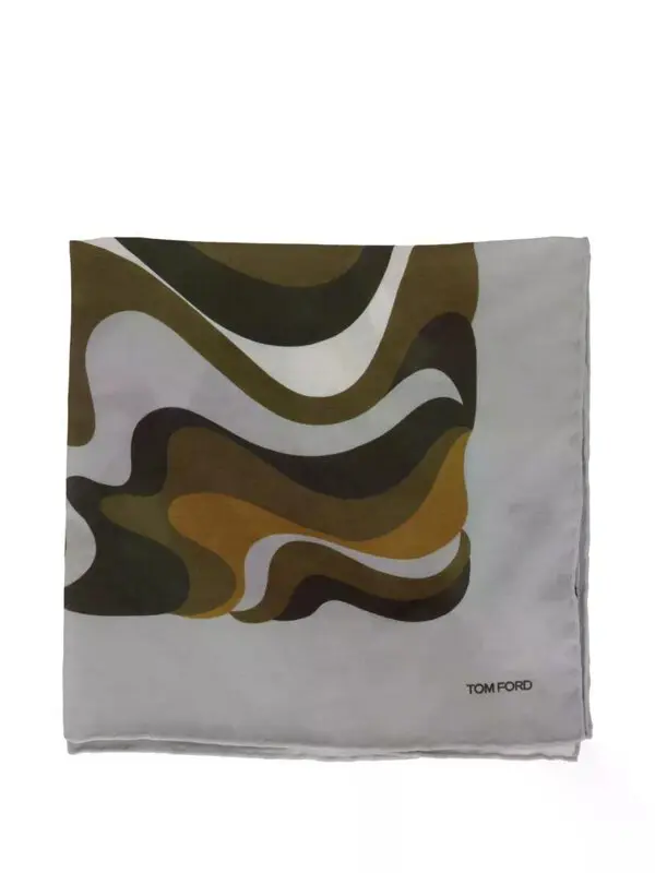 TOM FORD Abstract-print Pocket Square - Grey