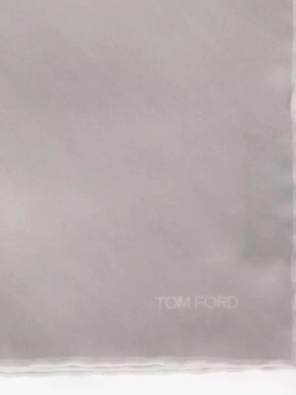 TOM FORD Logo-print Rolled-edge Pocket Square - Grey