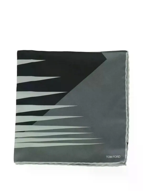 TOM FORD Geometric-print Logo Pocket Square - Green