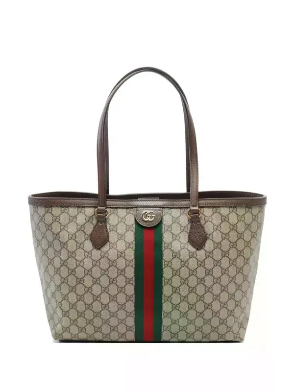 Gucci Gg Supreme Canvas Web Medium Tote Bag - Neutrals