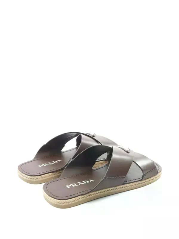 Prada Triangle Logo Criss-cross Slide Sandals