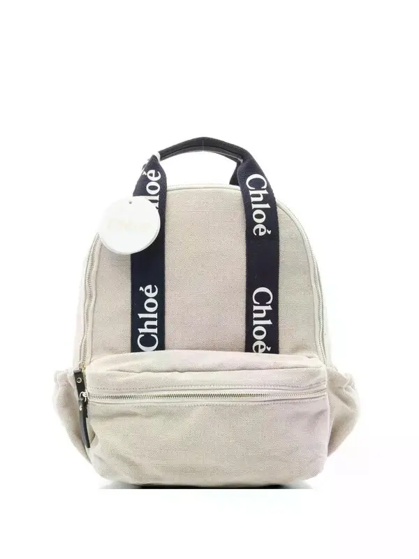 Chloé Canvas Logo-strap Backpack - Neutrals